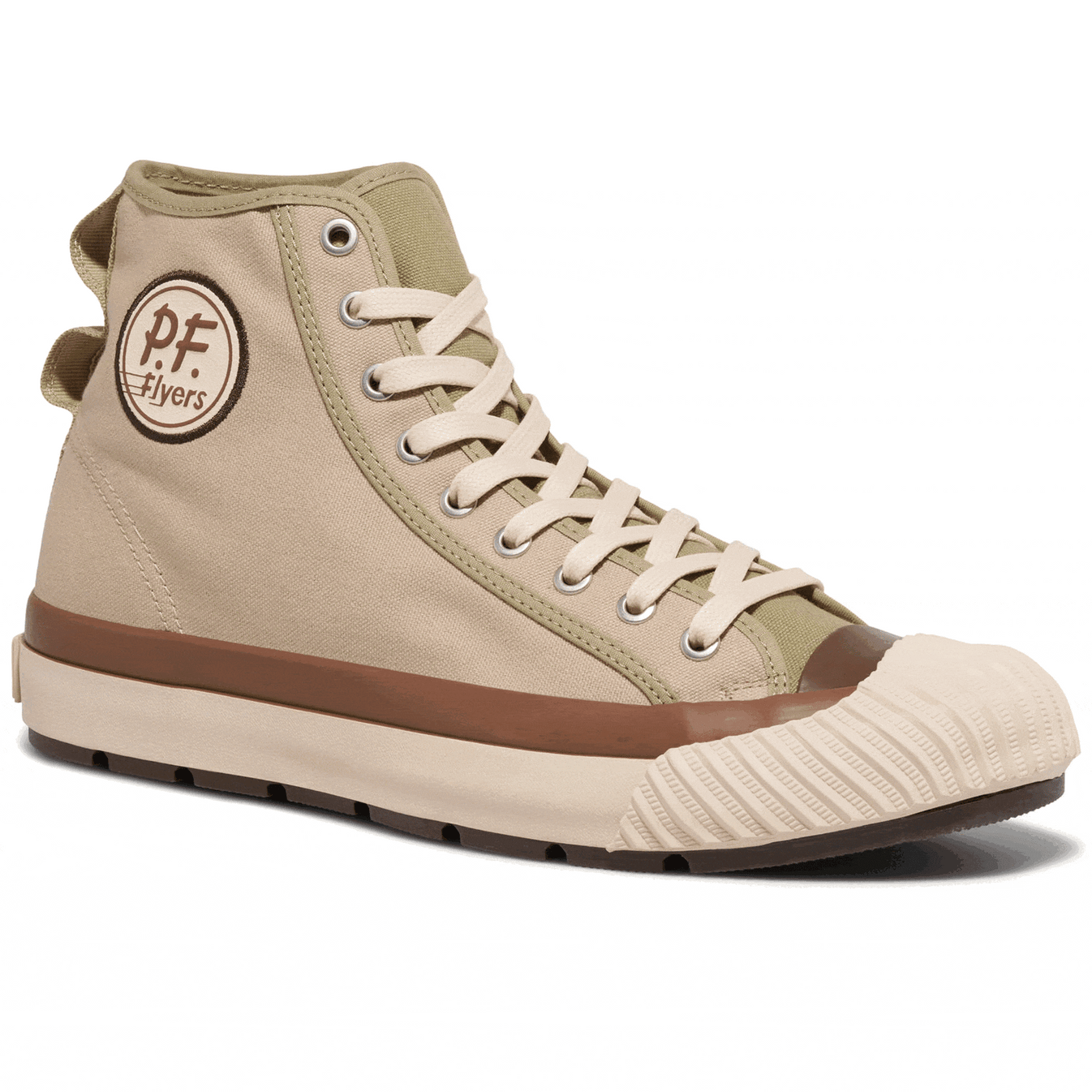Tan Canvas High-Top Sneakers With Green Accents, Built for Comfort and ...